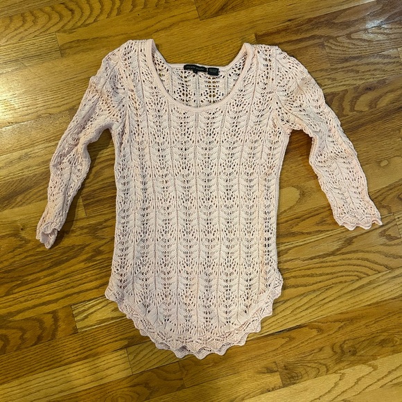 JEANNE PIERRE | Sweaters | Jeanne Pierre Pink Cotton Crochet Sweater ...